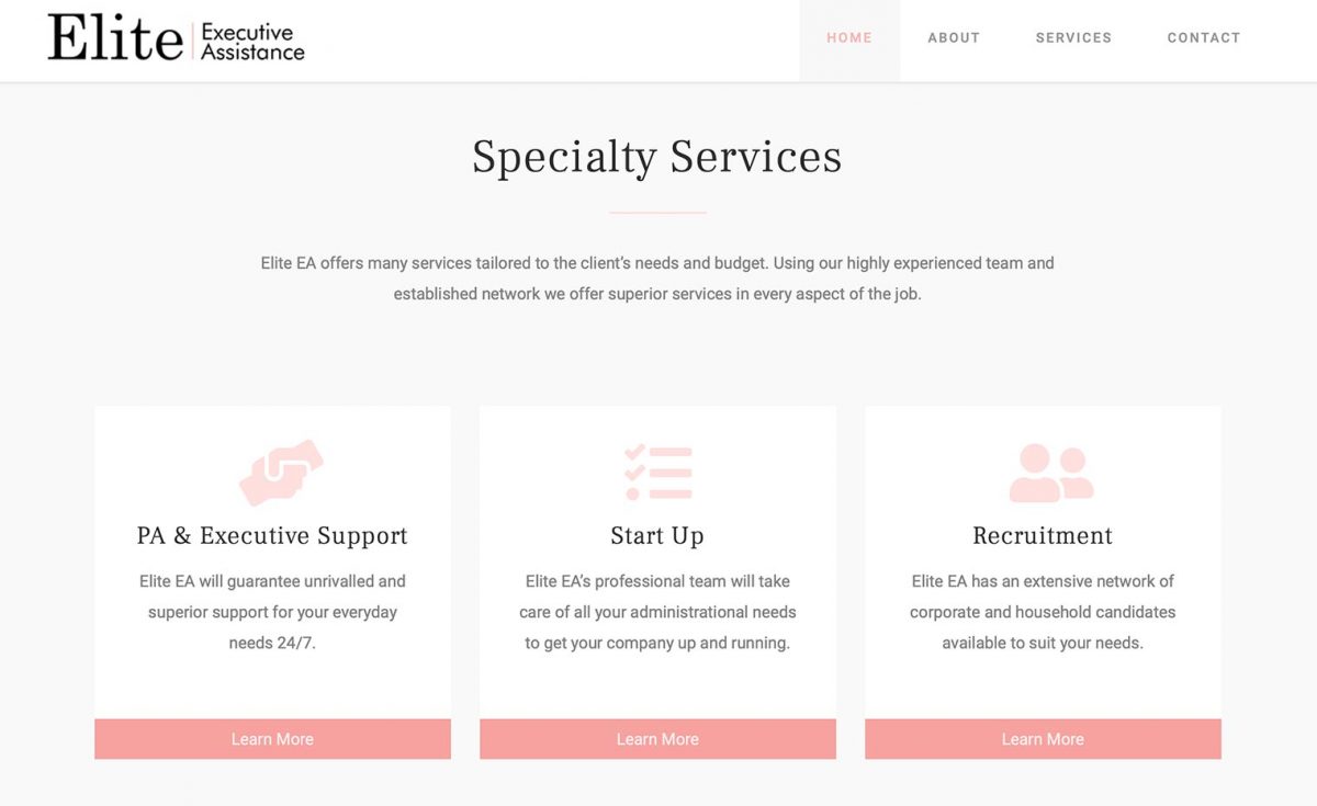 Elite Executive Assistance – Web Design Support